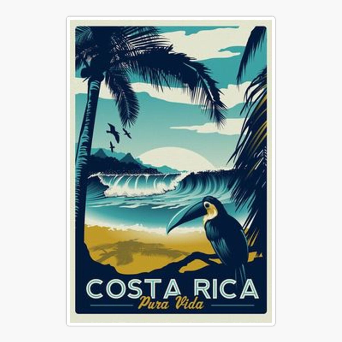 Onim Costa Rica Beach Travel Sticker, Phone Decal Water Bottle Stickers ...