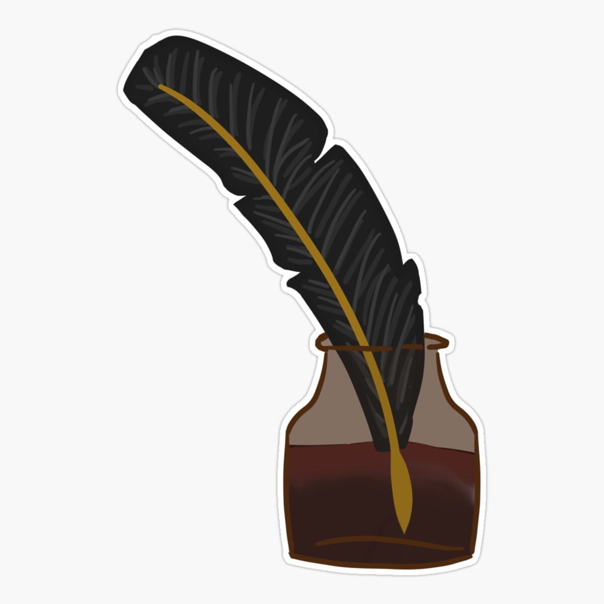 Onim Black Quill Inkwell Sticker, Phone Decal Water Bottle Stickers Car ...