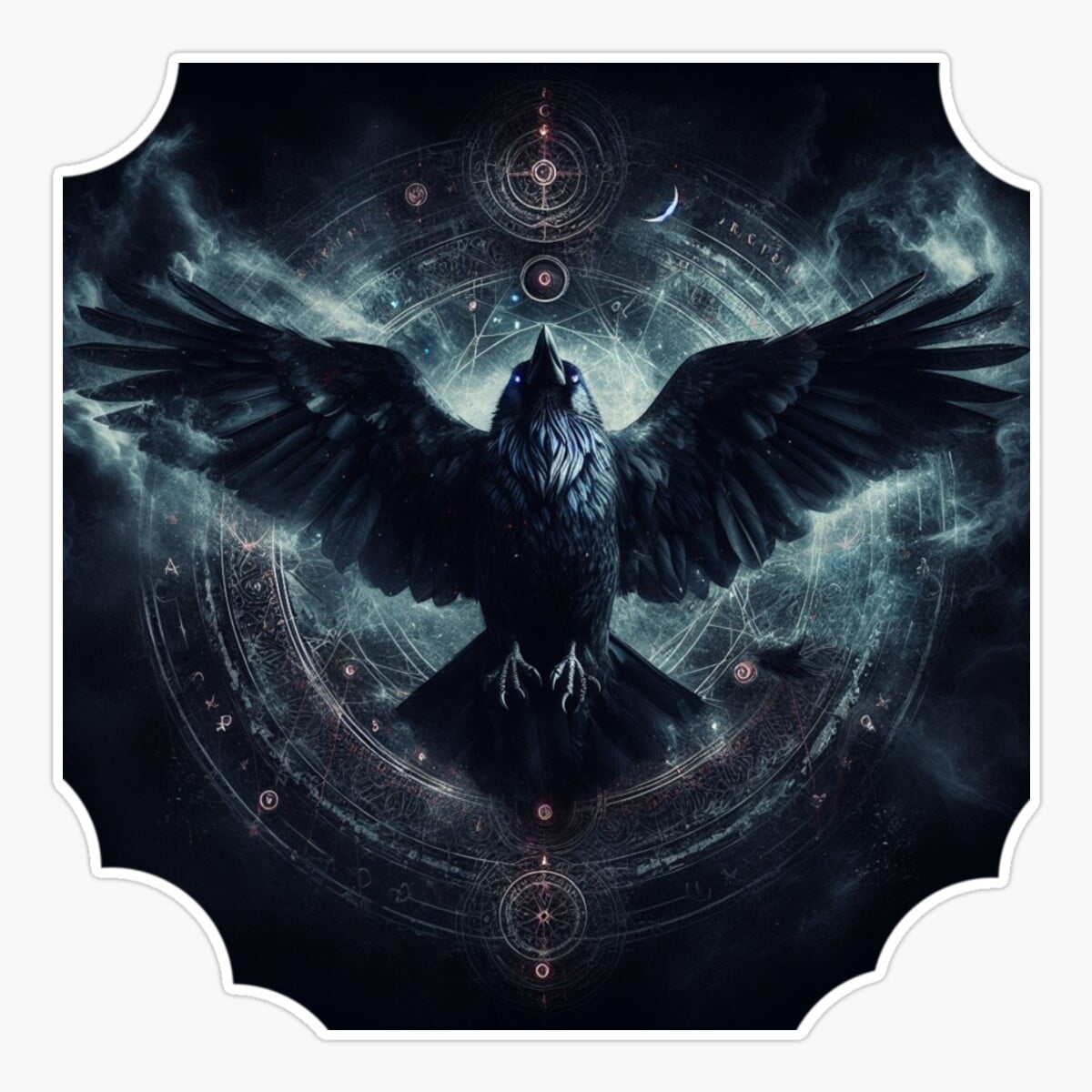 Onim Black Raven In Dark Artistry Sticker, Phone Decal Water Bottle ...