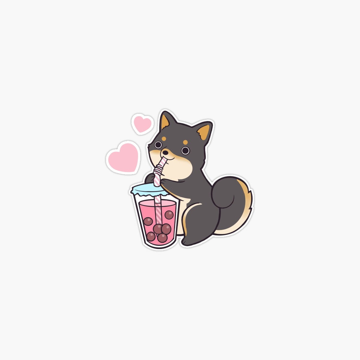 Onim Black Shiba Bubble Tea Sticker, Phone Decal Water Bottle Stickers ...
