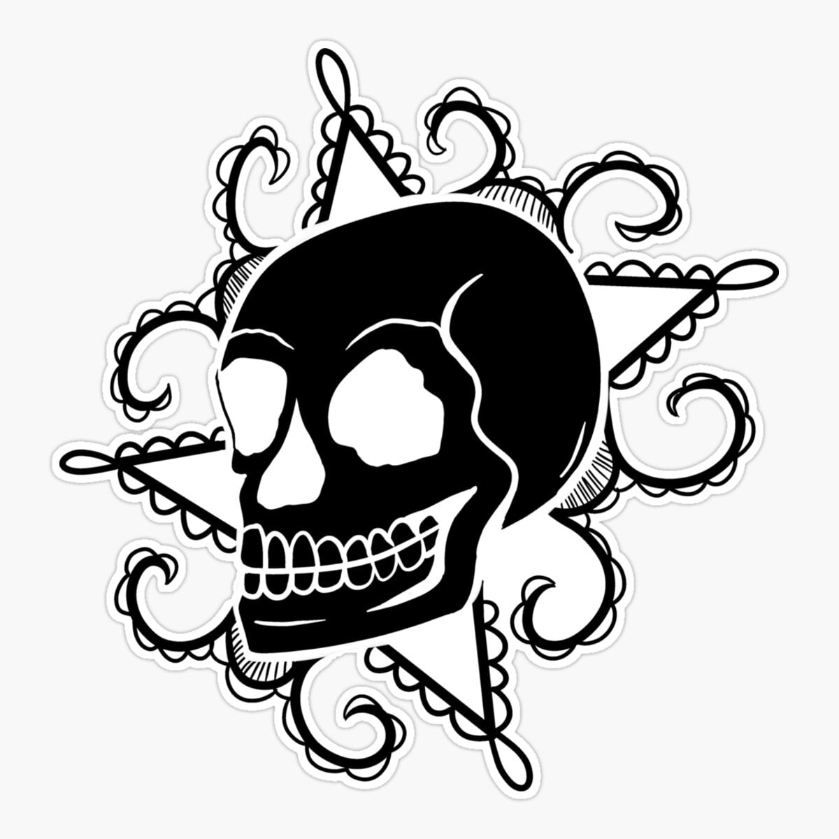 Onim Black Skull Sticker, Phone Decal Water Bottle Stickers Car Decals ...
