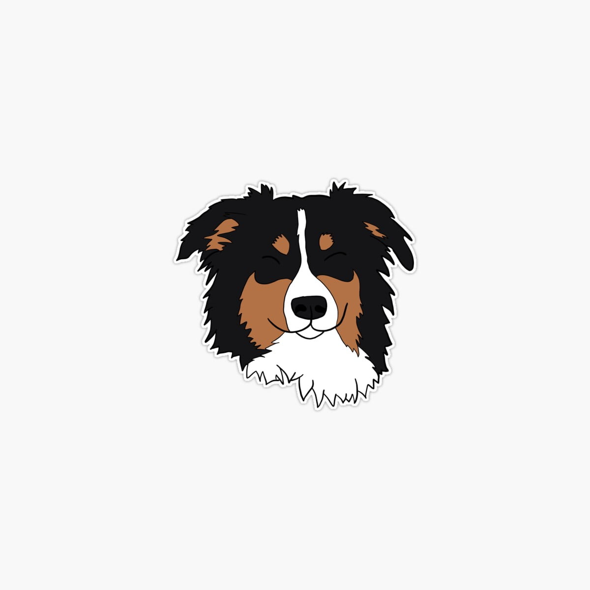 Onim Black Tri Mini Aussie Rose Ears Sticker, Phone Decal Water Bottle ...