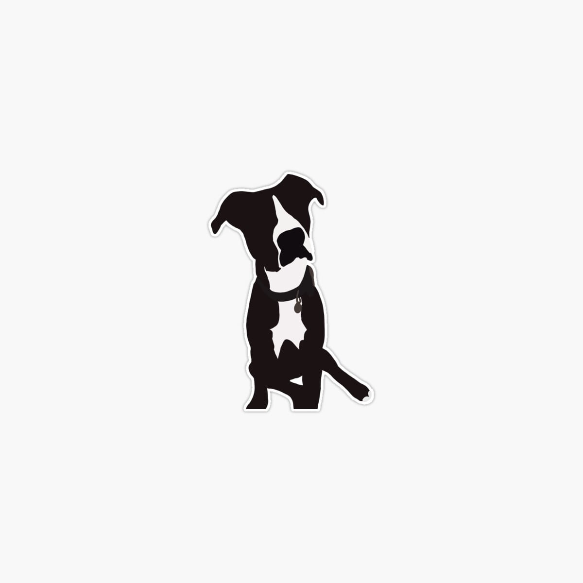 Onim Black & White Pitbull Lab Hound Mix Dog Sticker, Phone Decal Water ...