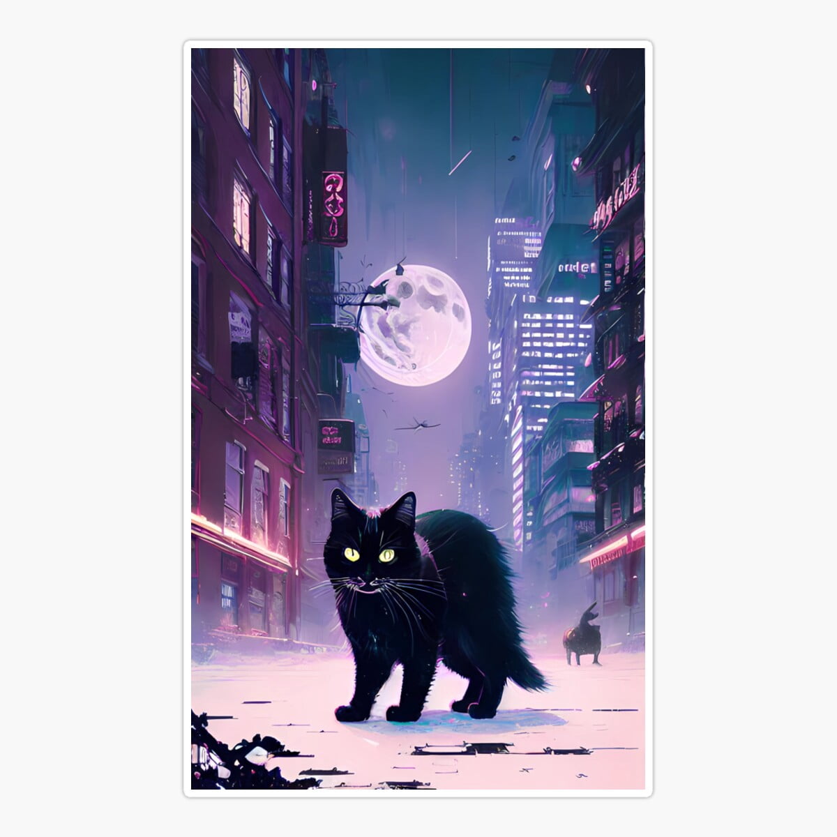 Onim Black Yule Cat At Night 3 Sticker, Phone Decal Water Bottle ...