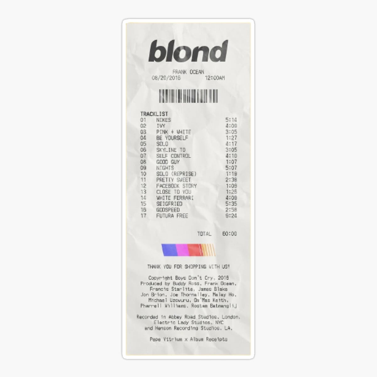 Onim Blond Frank Ocean Sticker, Phone Decal Water Bottle Stickers Car ...