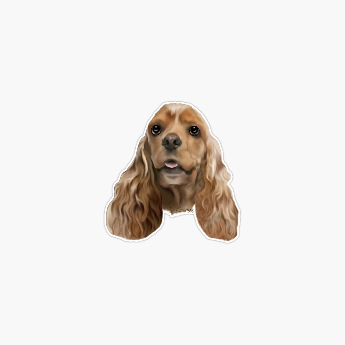 Onim Blonde Cocker Spaniel Dog Portrait Sticker, Phone Decal Water ...