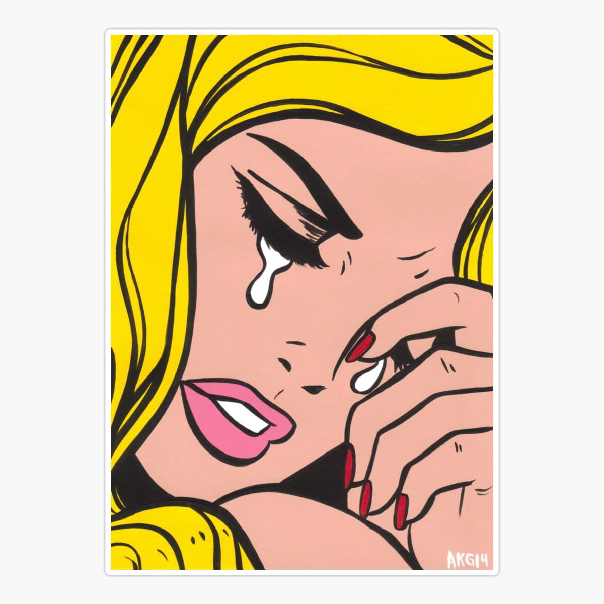 Onim Blonde Crying Comic Girl Sticker, Phone Decal Water Bottle ...