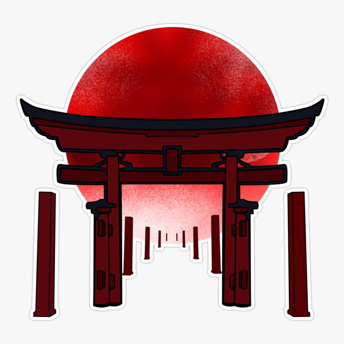 Onim Blood Moon Temple Sticker, Phone Decal Water Bottle Stickers Car Decals, Funny Birthday ...