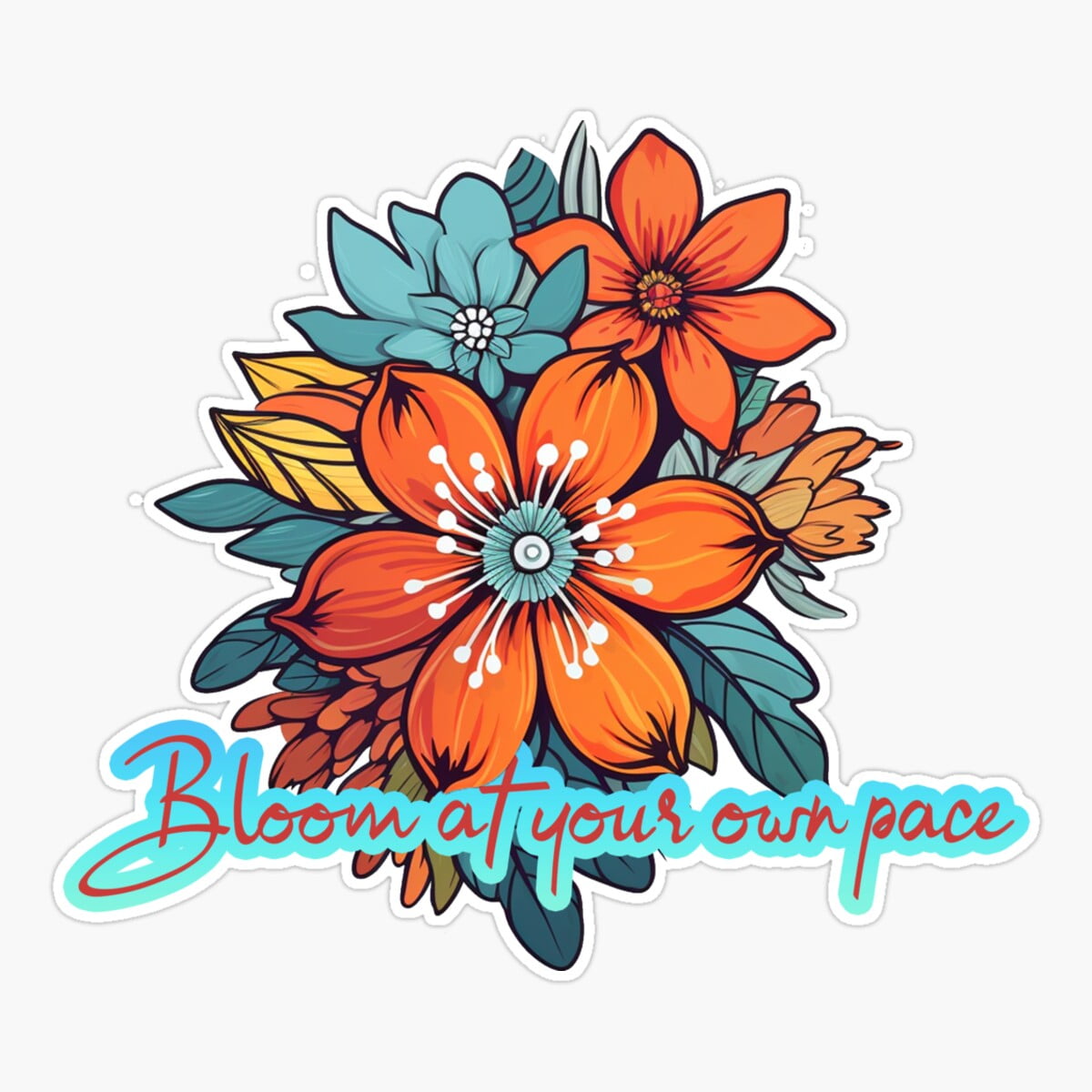Onim Bloom At Your Own Pace Sticker, Phone Decal Water Bottle Stickers ...