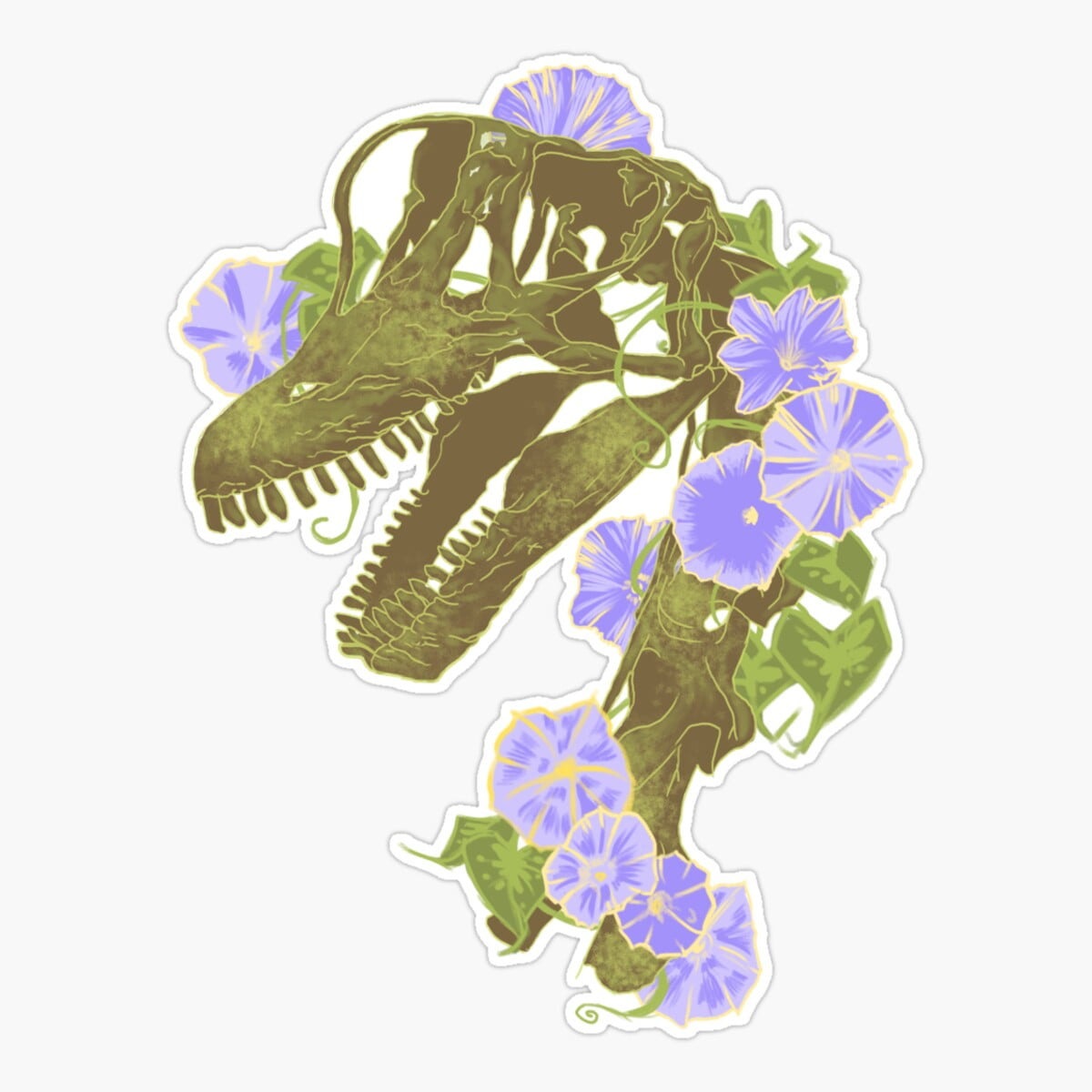 Onim Blooming Brachiosaurus Sticker, Phone Decal Water Bottle Stickers ...