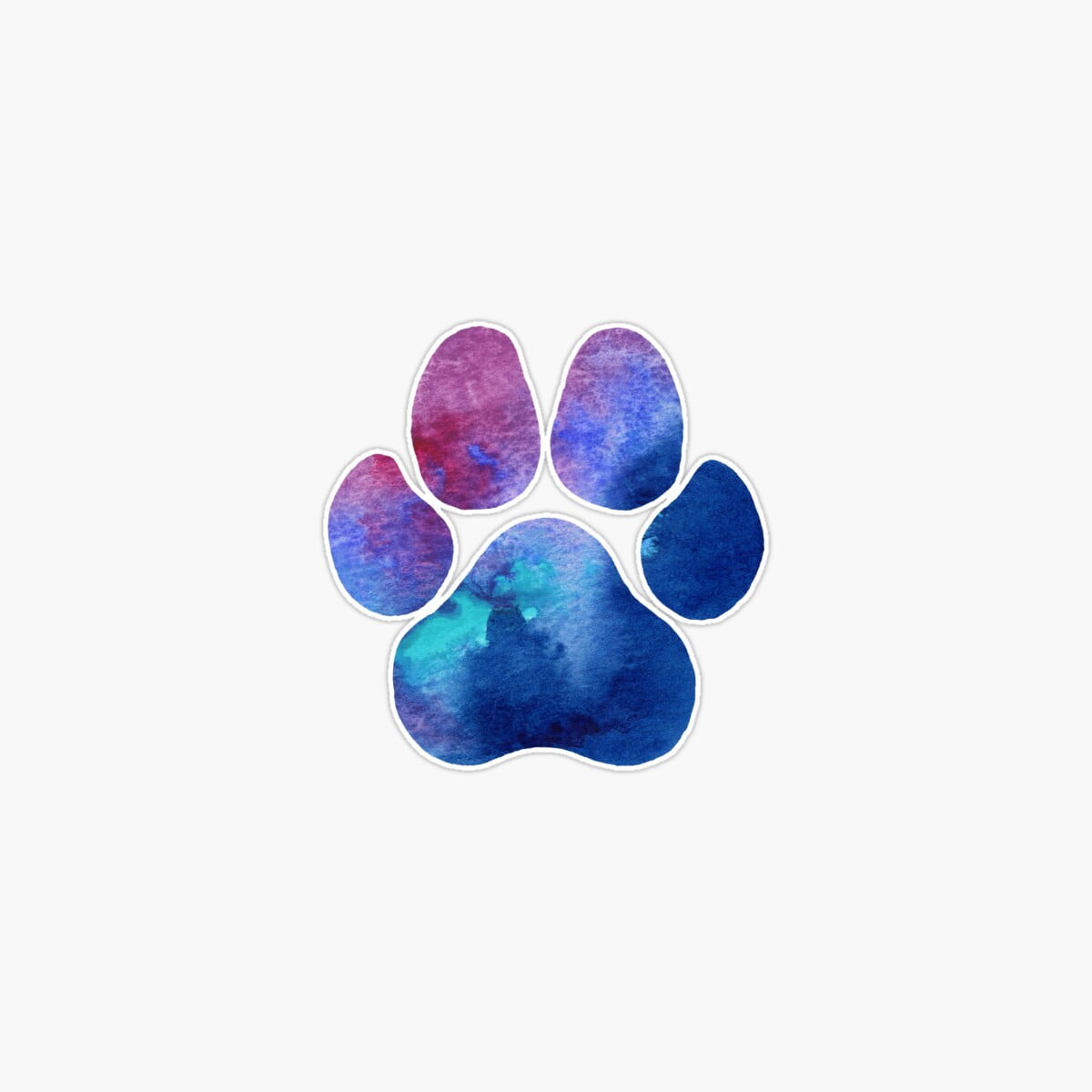 Onim Blue And Purple Paw Print Sticker, Phone Decal Water Bottle ...