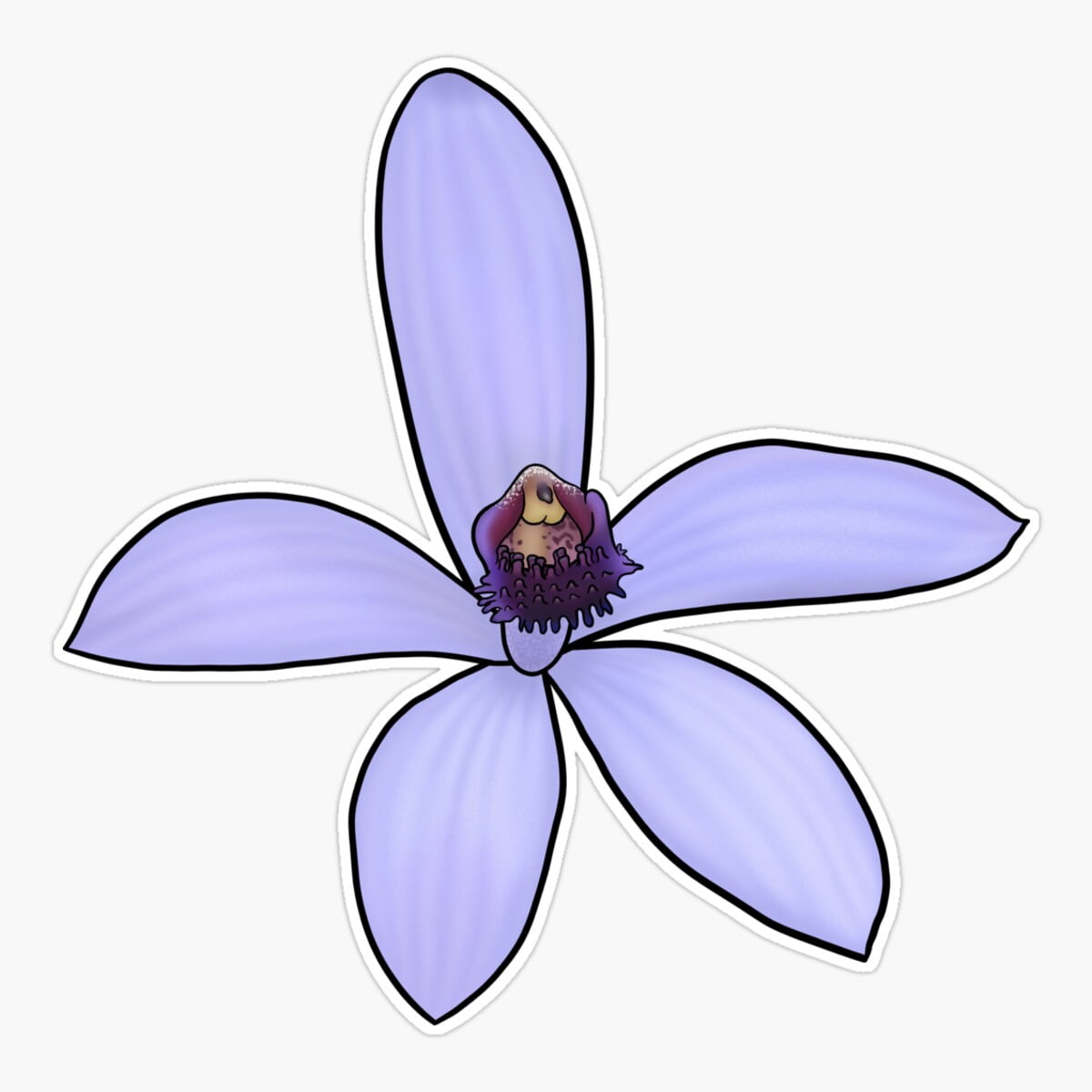 Onim Blue Beard Orchid Sticker, Phone Decal Water Bottle Stickers Car ...