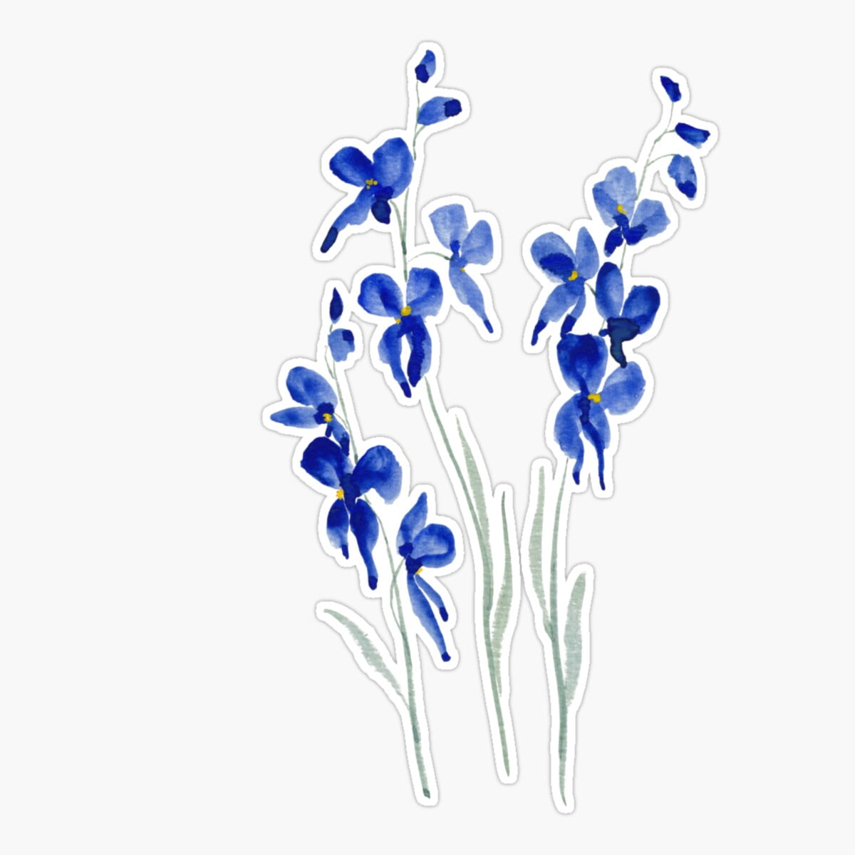 Onim Blue Butterfly Blooms Sticker, Phone Decal Water Bottle Stickers ...