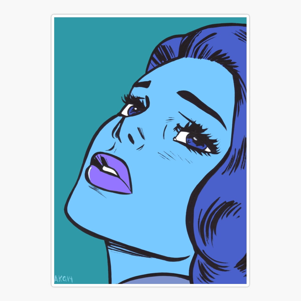 Onim Blue Comic Girl Sticker, Phone Decal Water Bottle Stickers Car Decals, Funny Birthday Gift ...