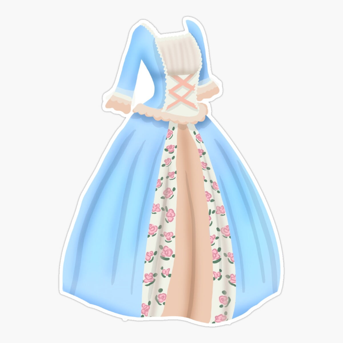 Onim Blue Cottagecore Dress Sticker, Phone Decal Water Bottle Stickers ...