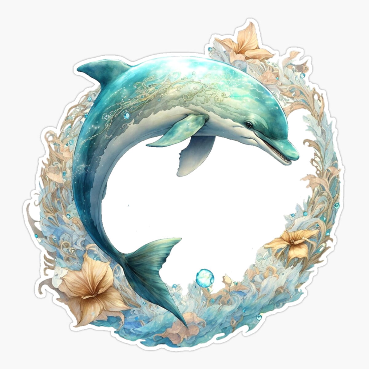 Onim Blue Dolphin Sticker, Phone Decal Water Bottle Stickers Car Decals ...