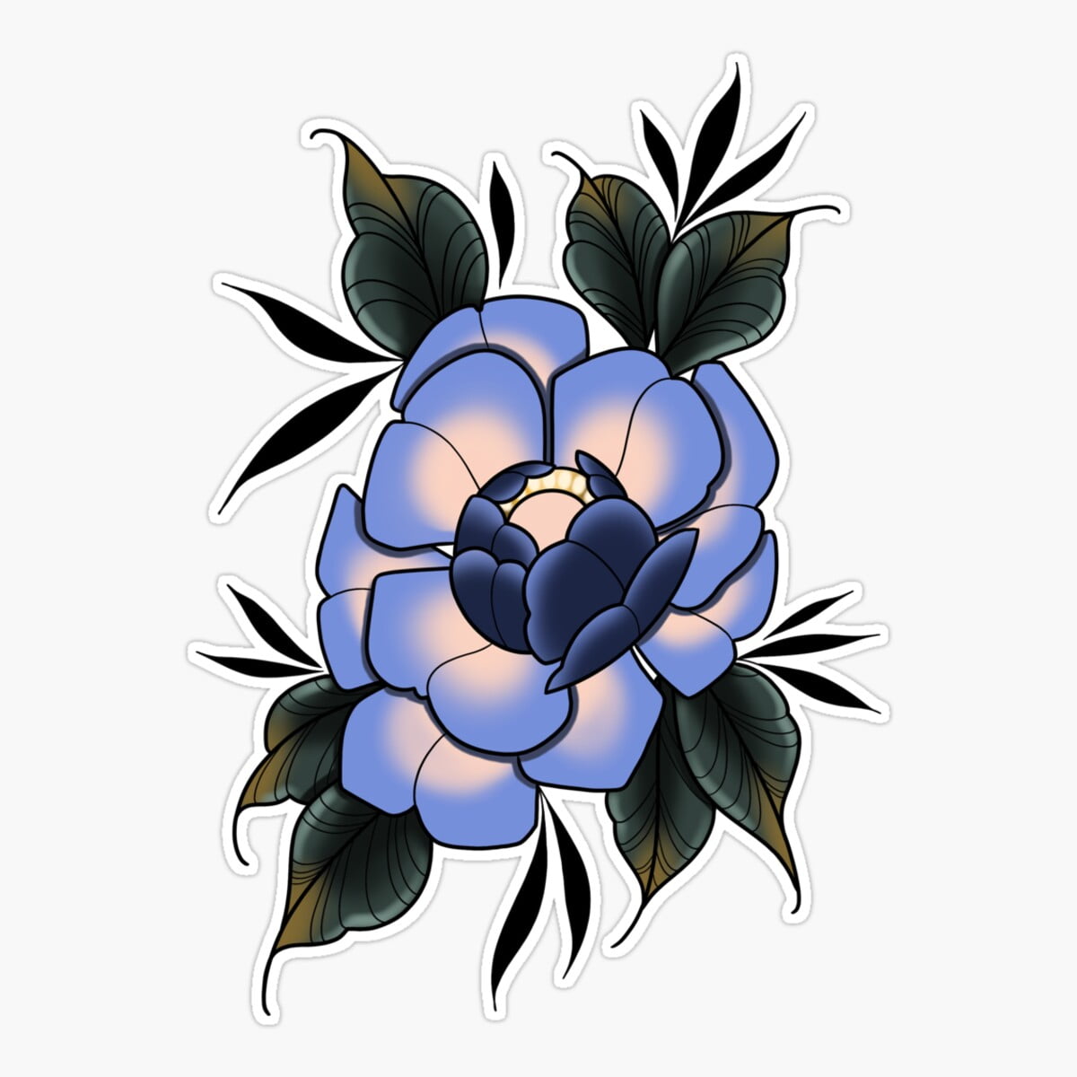 Onim Blue Flower Sticker, Phone Decal Water Bottle Stickers Car Decals ...