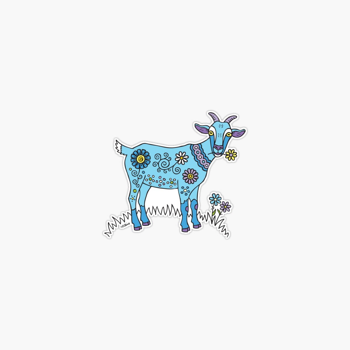 Onim Blue Goat Sticker, Phone Decal Water Bottle Stickers Car Decals ...