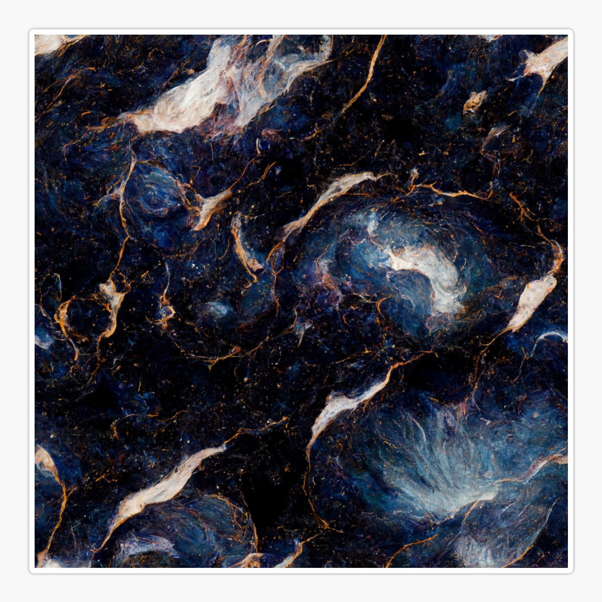 Onim Blue Gold Marble Pattern Sticker, Phone Decal Water Bottle ...