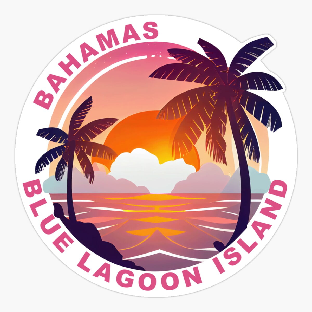 Onim Blue Lagoon Island Beach Bahamas Sticker, Phone Decal Water Bottle ...