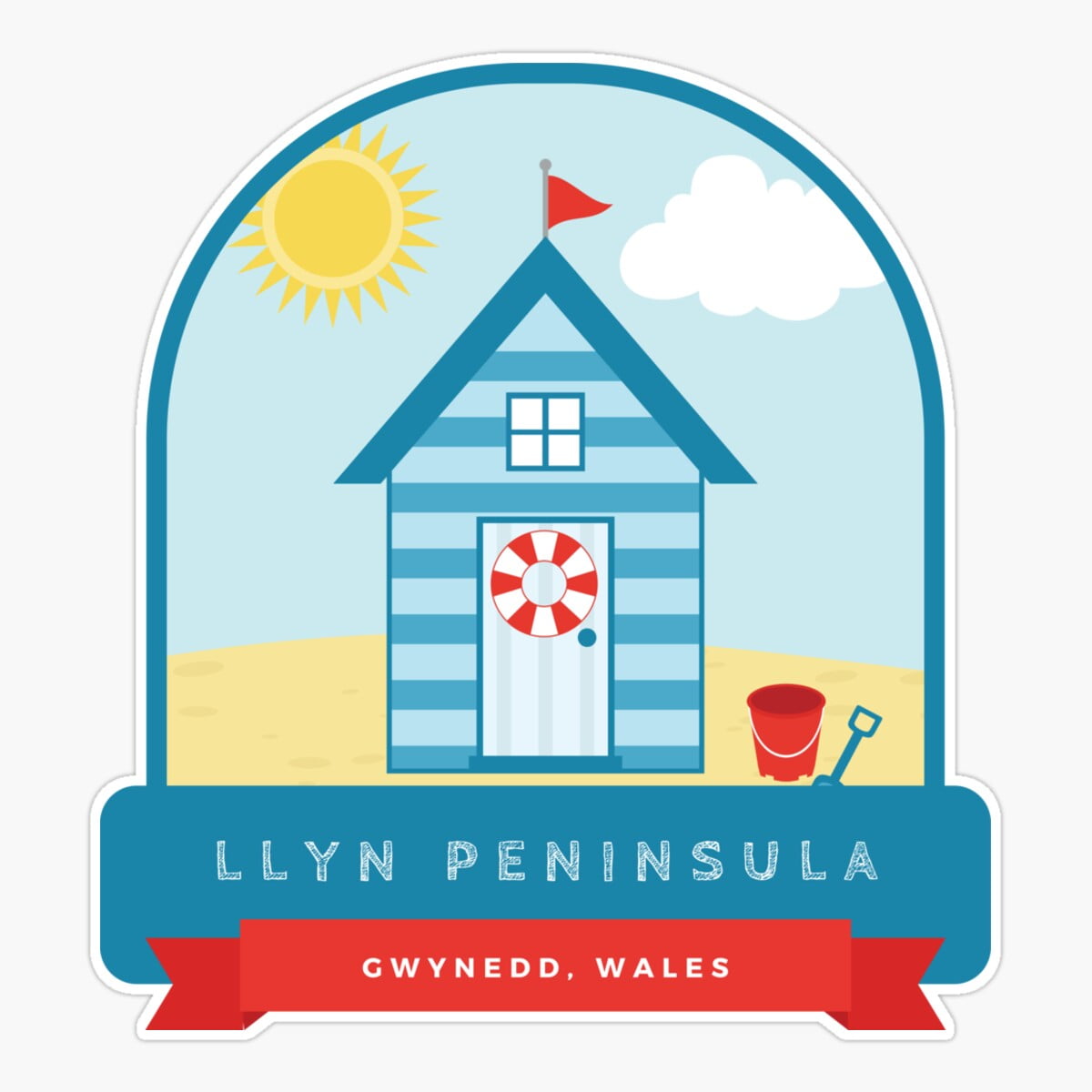 Onim Blue Llyn Peninsula Beach Hut Sticker, Phone Decal Water Bottle ...
