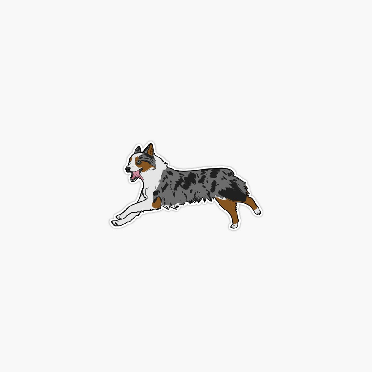 Onim Blue Merle Tri Aussie Running Sticker, Phone Decal Water Bottle ...
