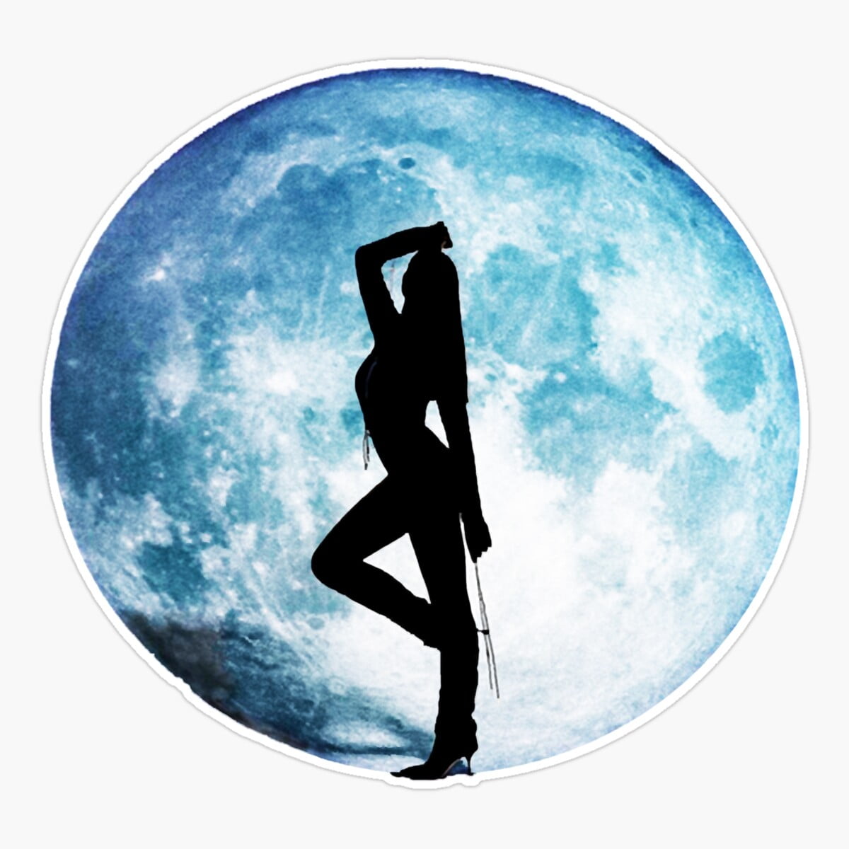 Onim Blue Moon Art Vintage Sticker, Phone Decal Water Bottle Stickers ...