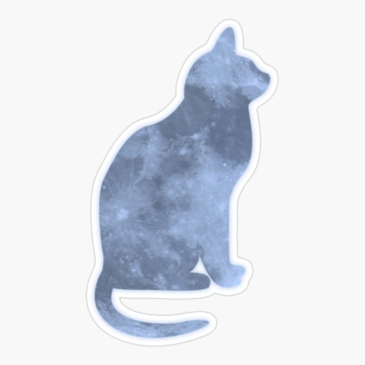 Onim Blue Moon Cat Silhouette Sticker, Phone Decal Water Bottle ...