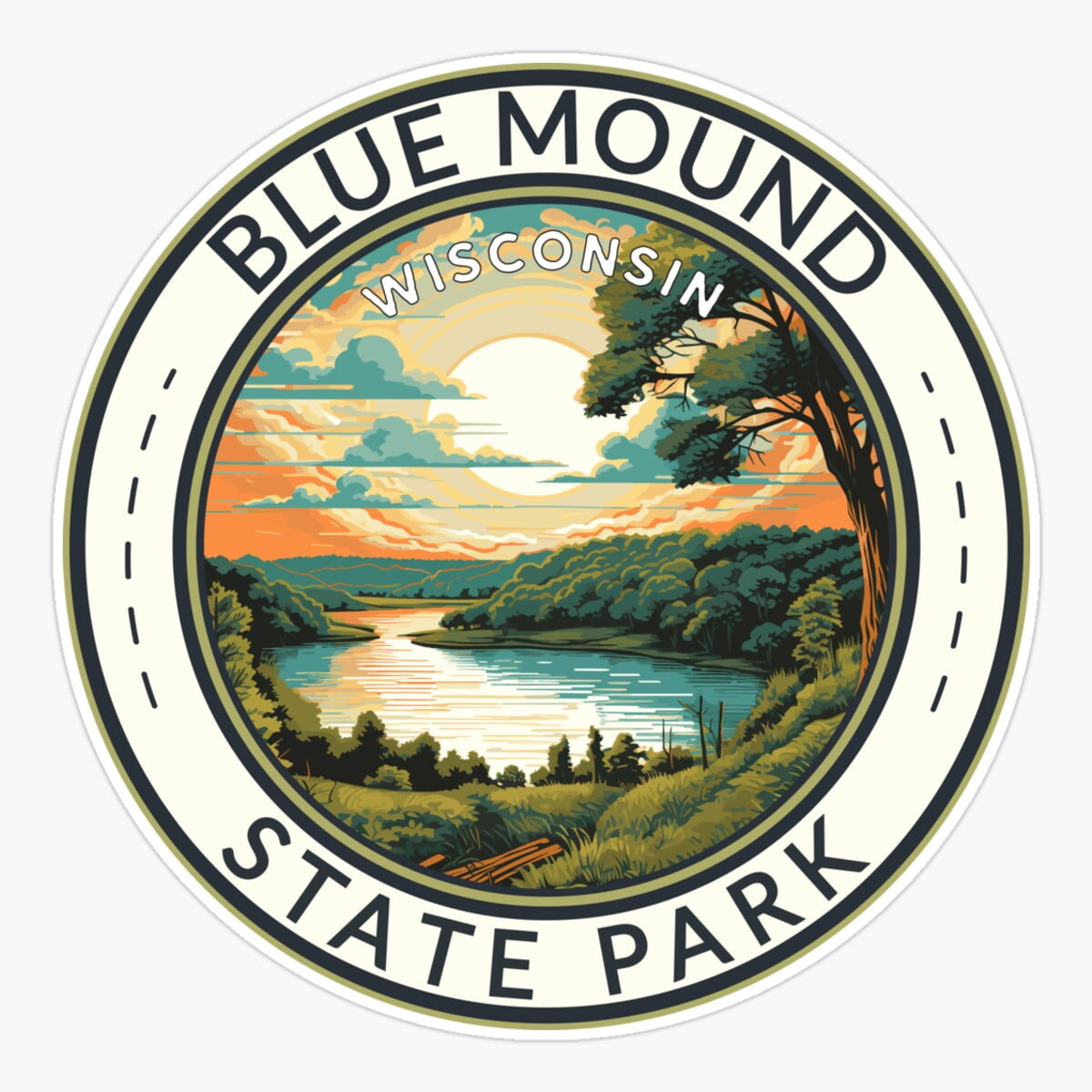 Onim Blue Mound State Park Wisconsin Travel Art Badge Sticker, Phone ...