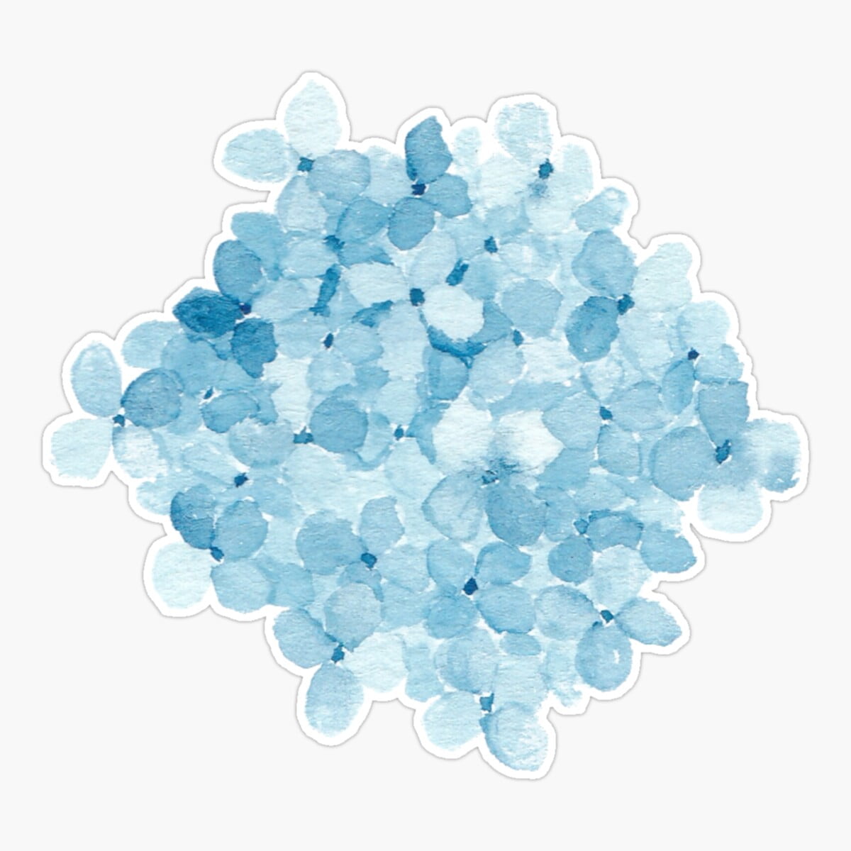 Onim Blue Muted Hydrangea Watercolor Cluster Sticker, Phone Decal Water ...