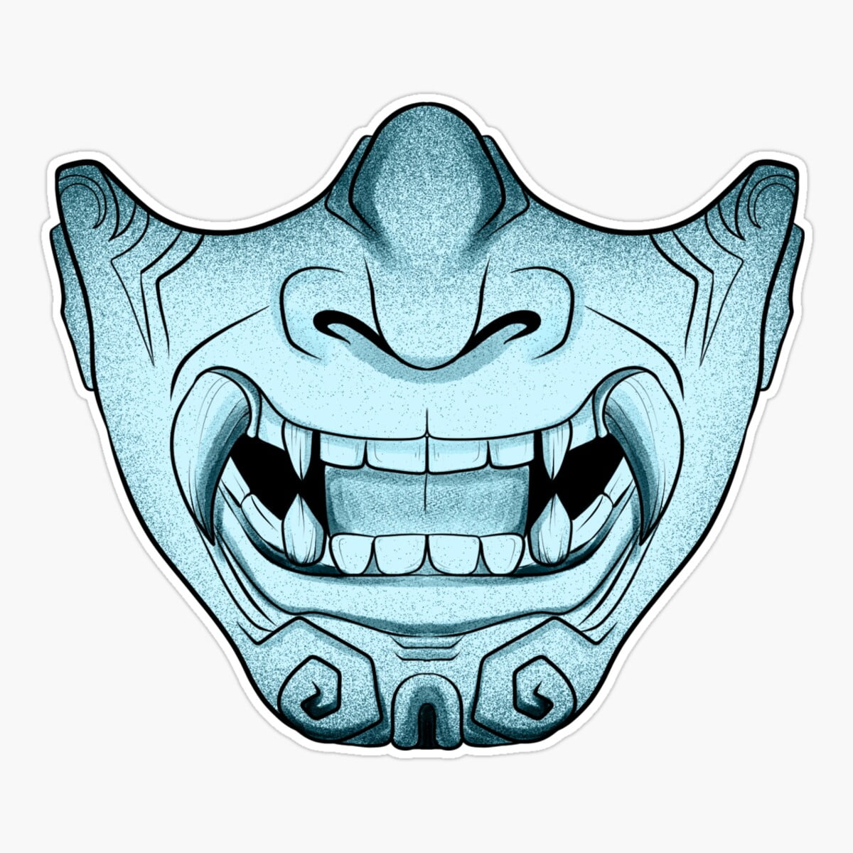 Onim Blue Oni Half Mask Sticker, Phone Decal Water Bottle Stickers Car ...
