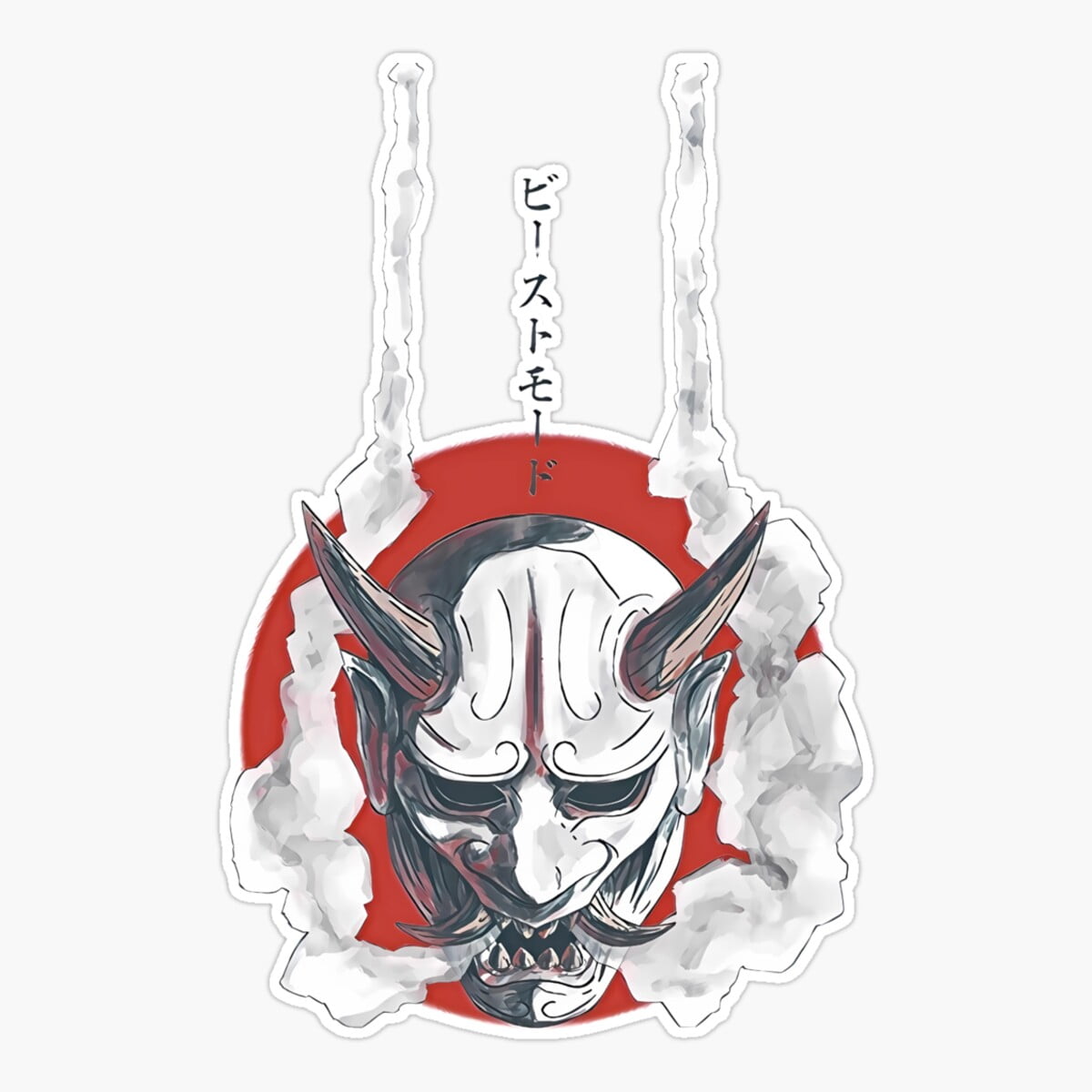 Onim Blue Oni Mask: Guardian Spirit Sticker, Phone Decal Water Bottle Stickers Car Decals, Funny ...