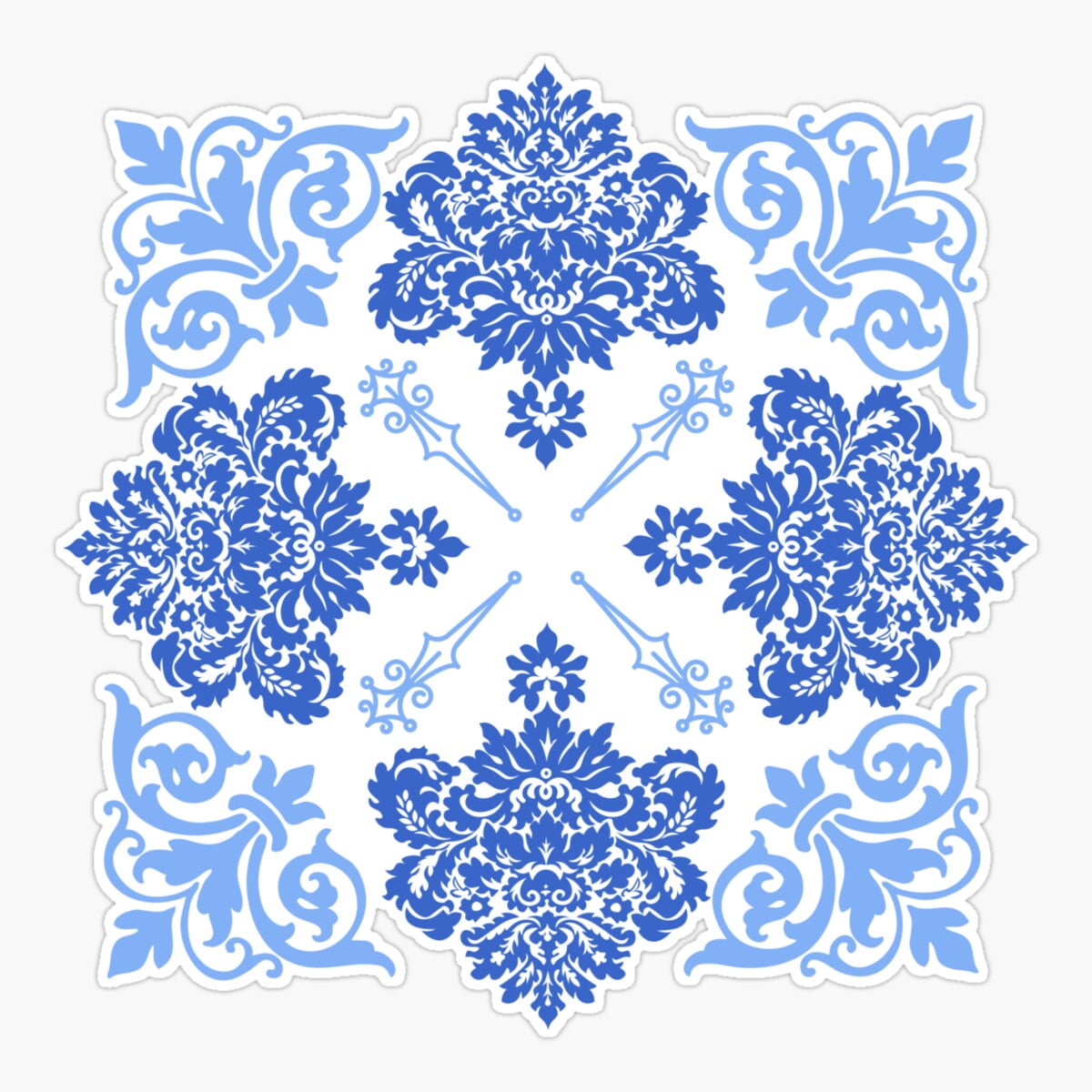 Onim Blue Porcelain Pattern Sticker, Phone Decal Water Bottle Stickers ...