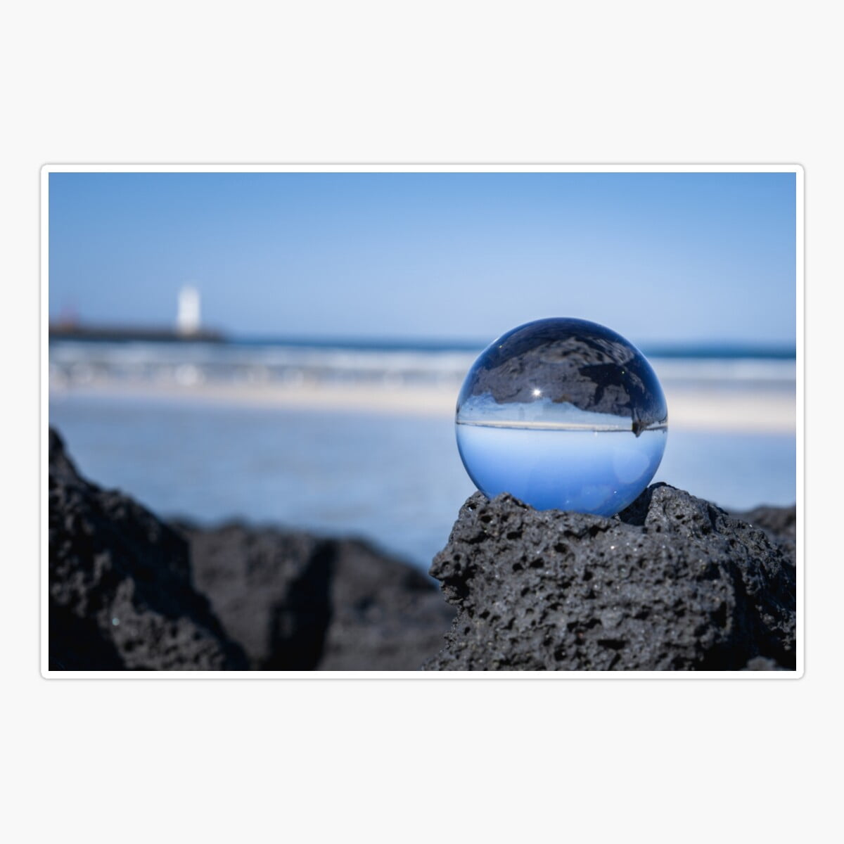 Onim Blue Sea Glass Ball, Transparent, Emotional Sticker, Phone Decal ...