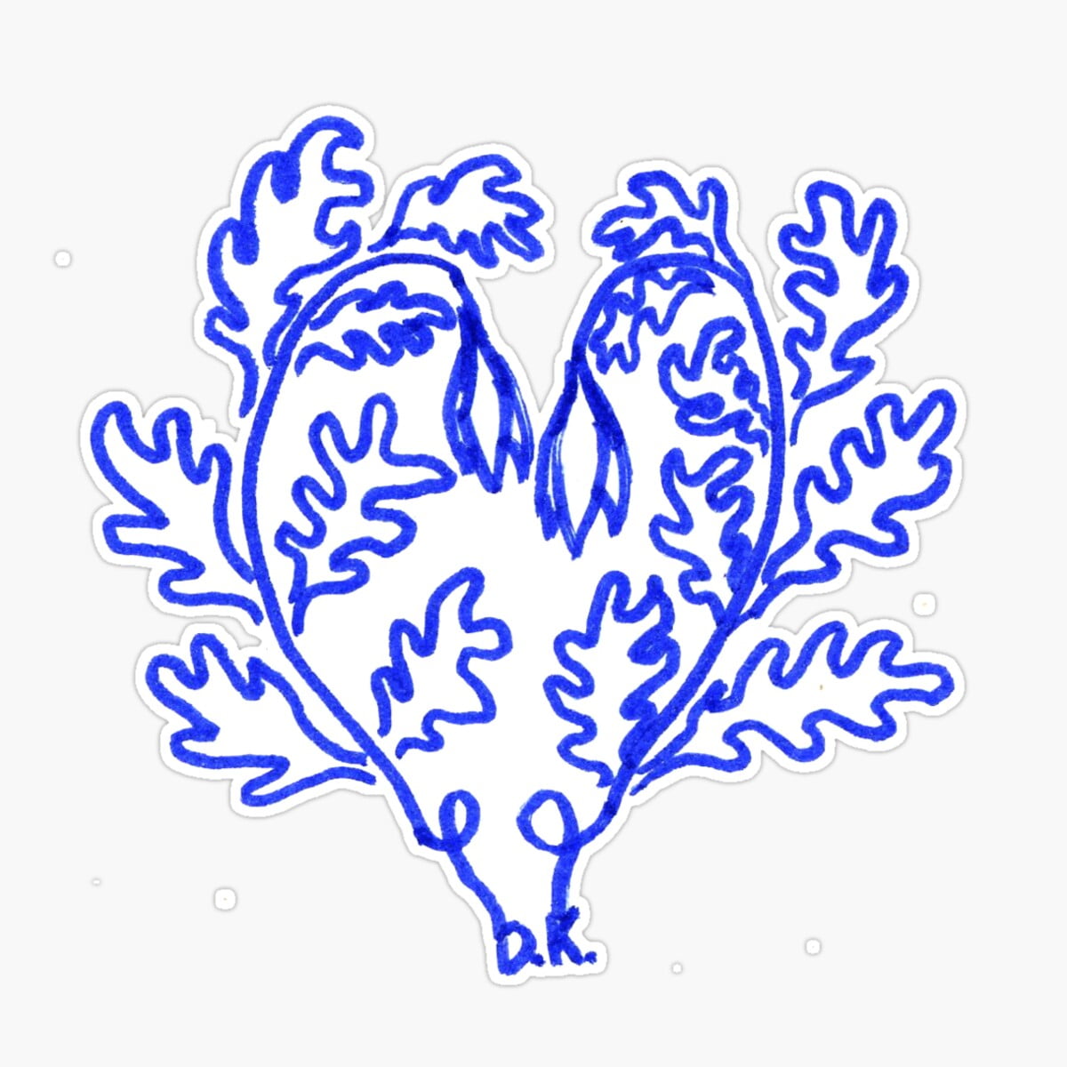 Onim Blue Series Vii Botanical Illustration Traditional Plant Sticker ...