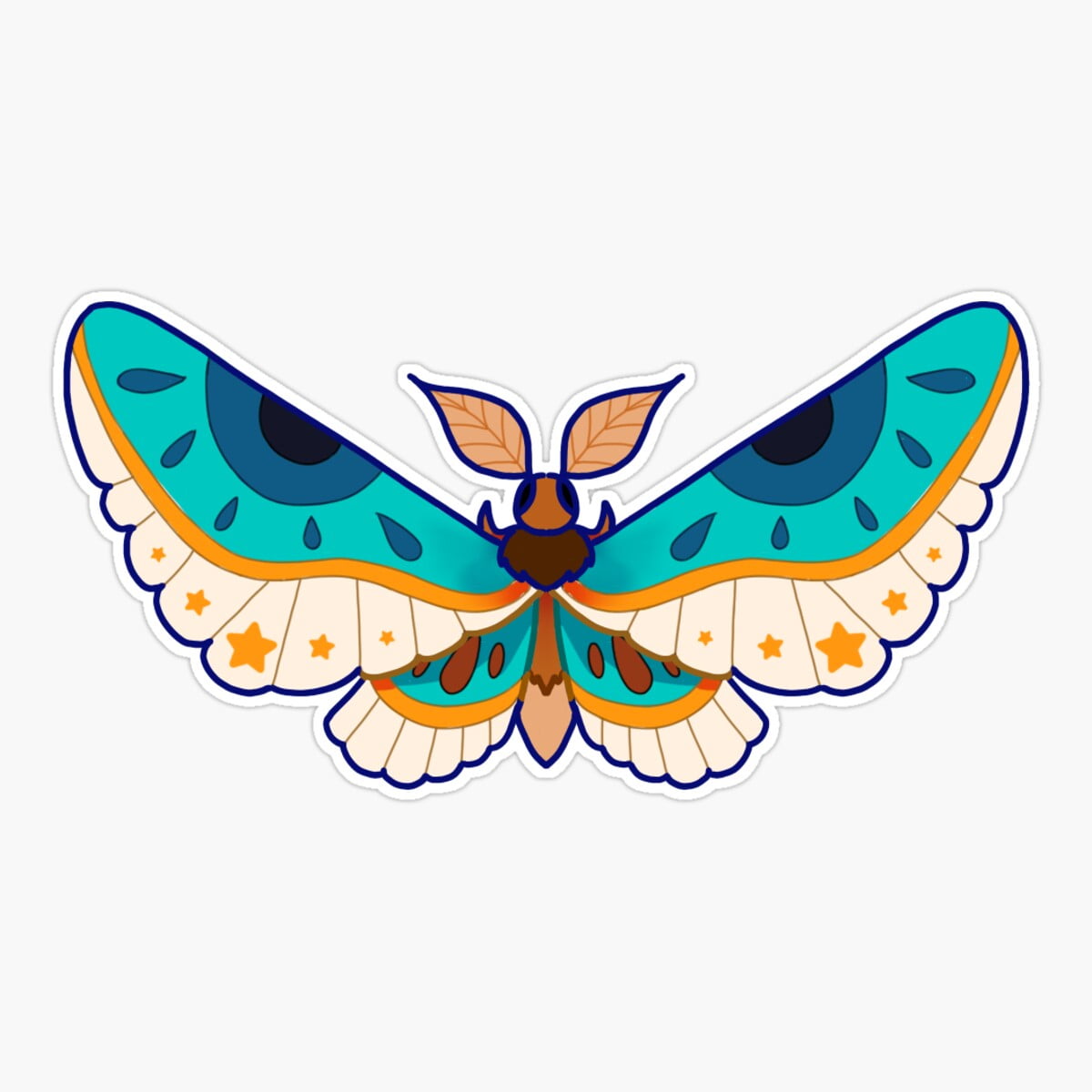 Onim Blue Star Wing Moth Sticker Sticker, Phone Decal Water Bottle ...