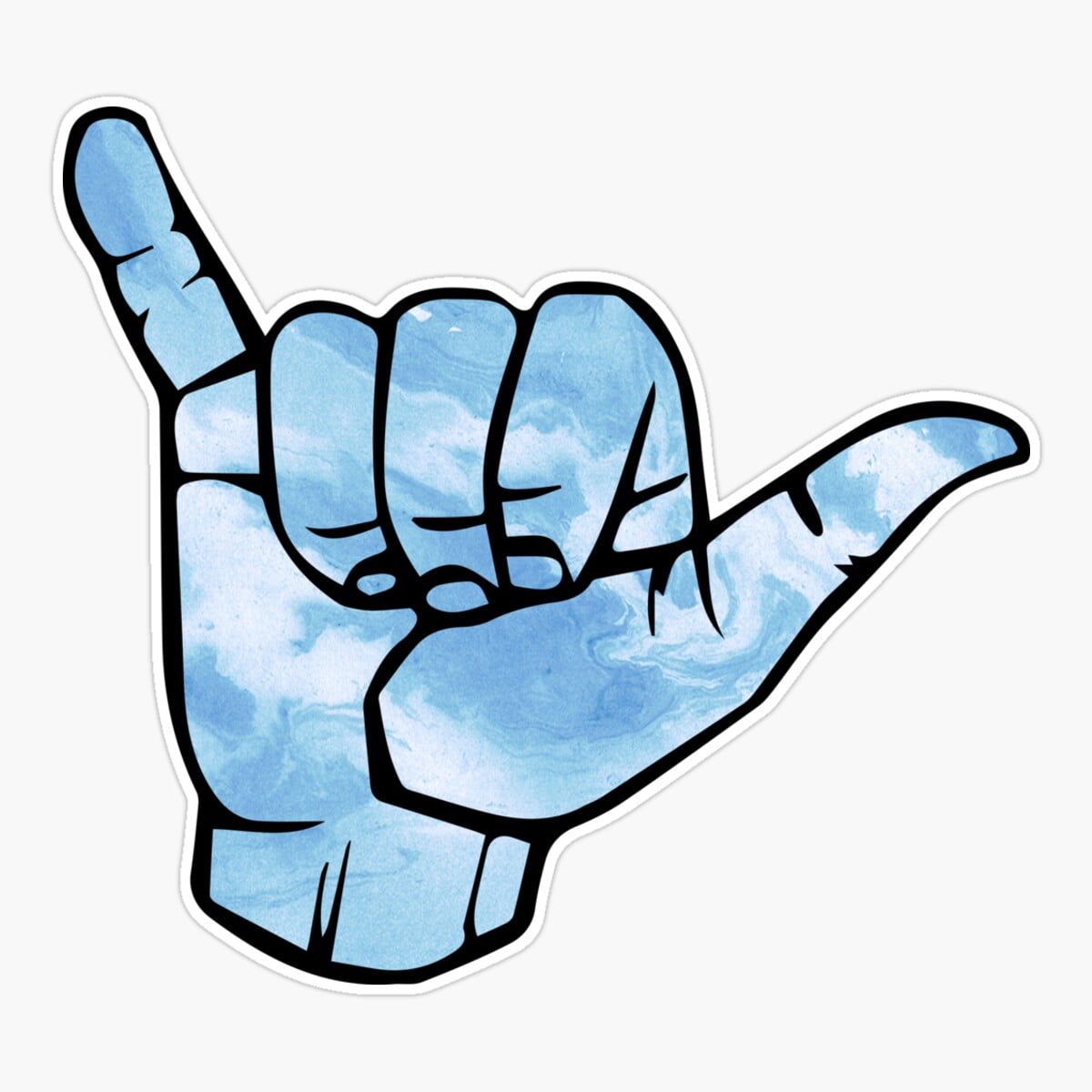 Onim Blue Tie Dye Shaka Sticker, Phone Decal Water Bottle Stickers Car ...