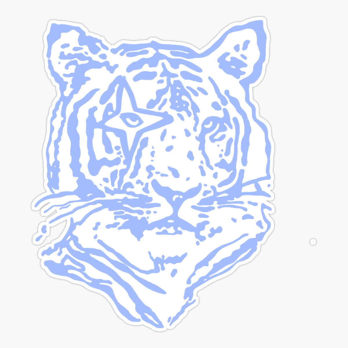 Onim Blue Tiger Outline Sticker, Phone Decal Water Bottle Stickers Car ...