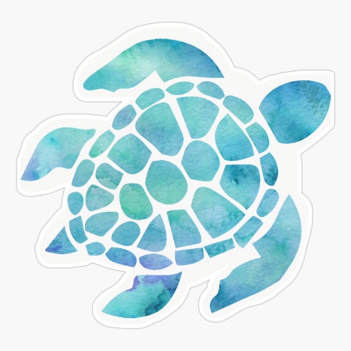 Onim Blue Water Color Sea Turtle Sticker, Phone Decal Water Bottle ...