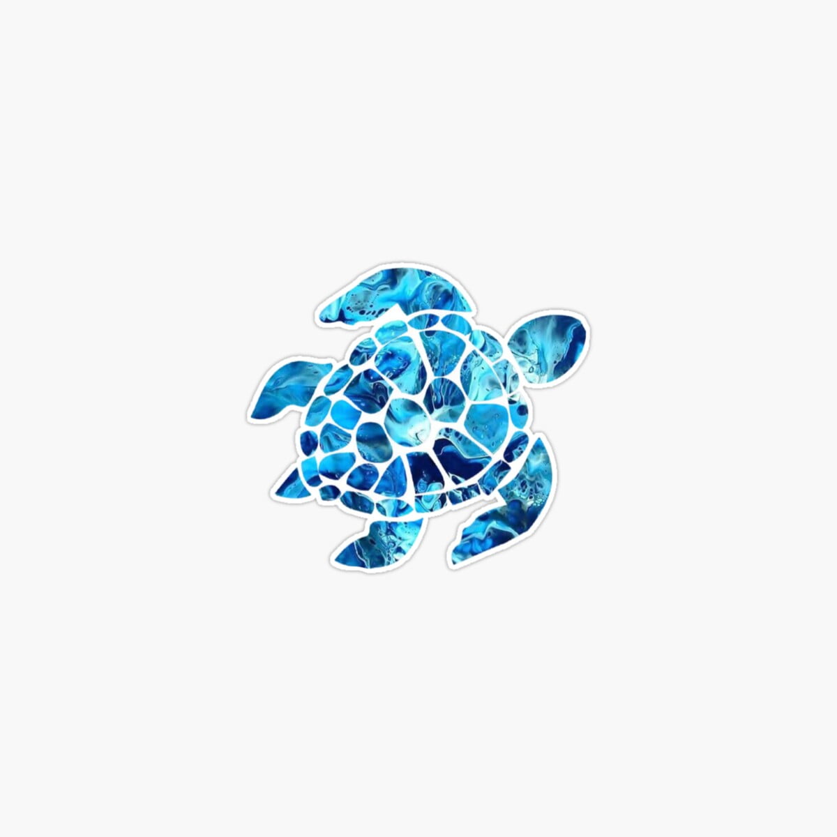 Onim Blue Watercolor Turtle Sticker, Phone Decal Water Bottle Stickers ...