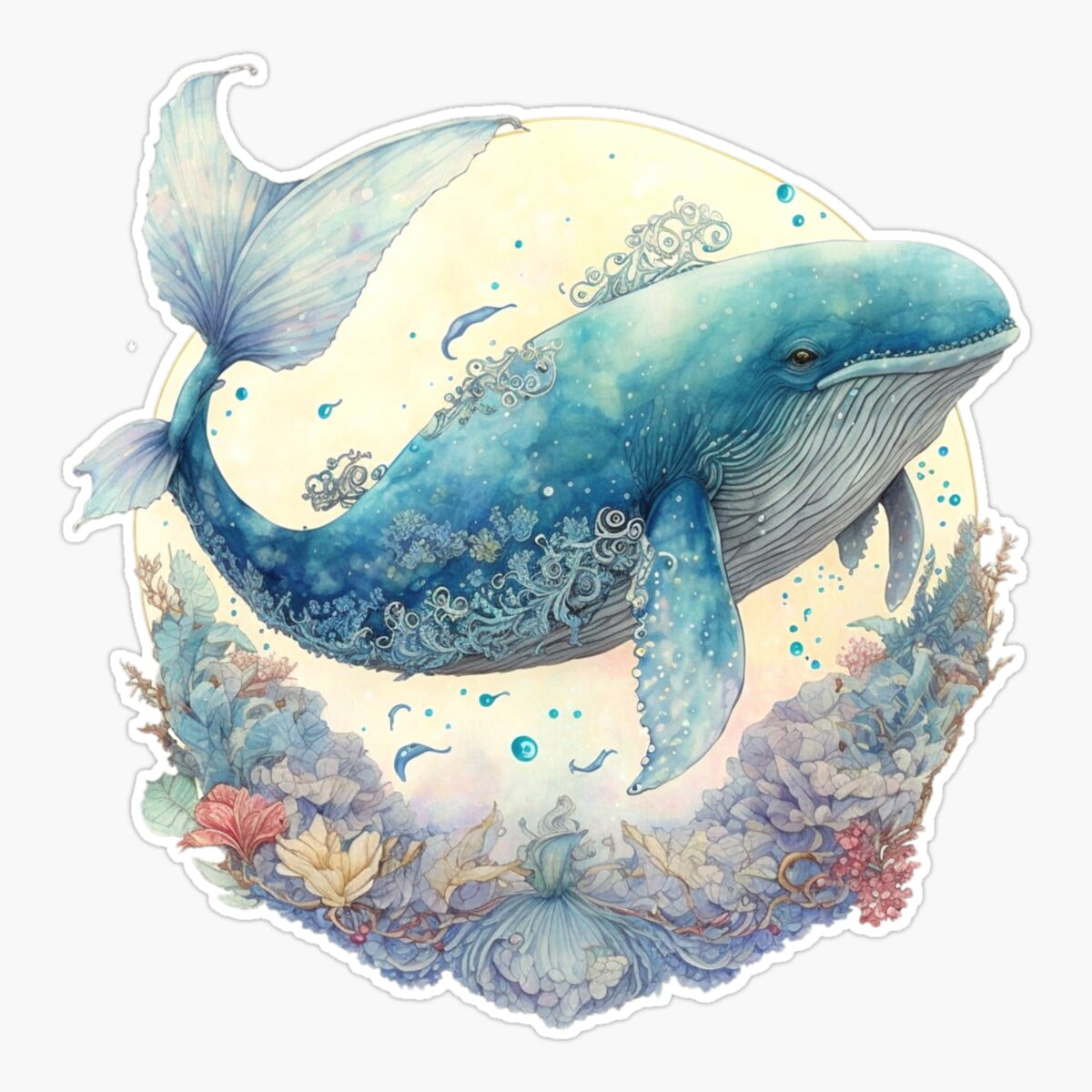 Onim Blue Whale Sticker, Phone Decal Water Bottle Stickers Car Decals ...