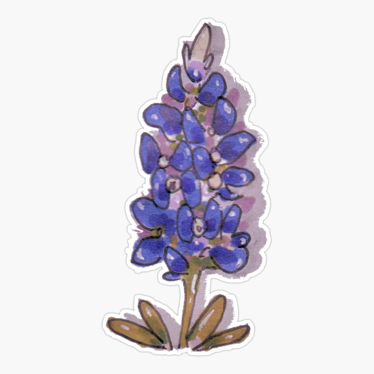 Onim Bluebonnet Wildflower Sticker, Phone Decal Water Bottle Stickers ...