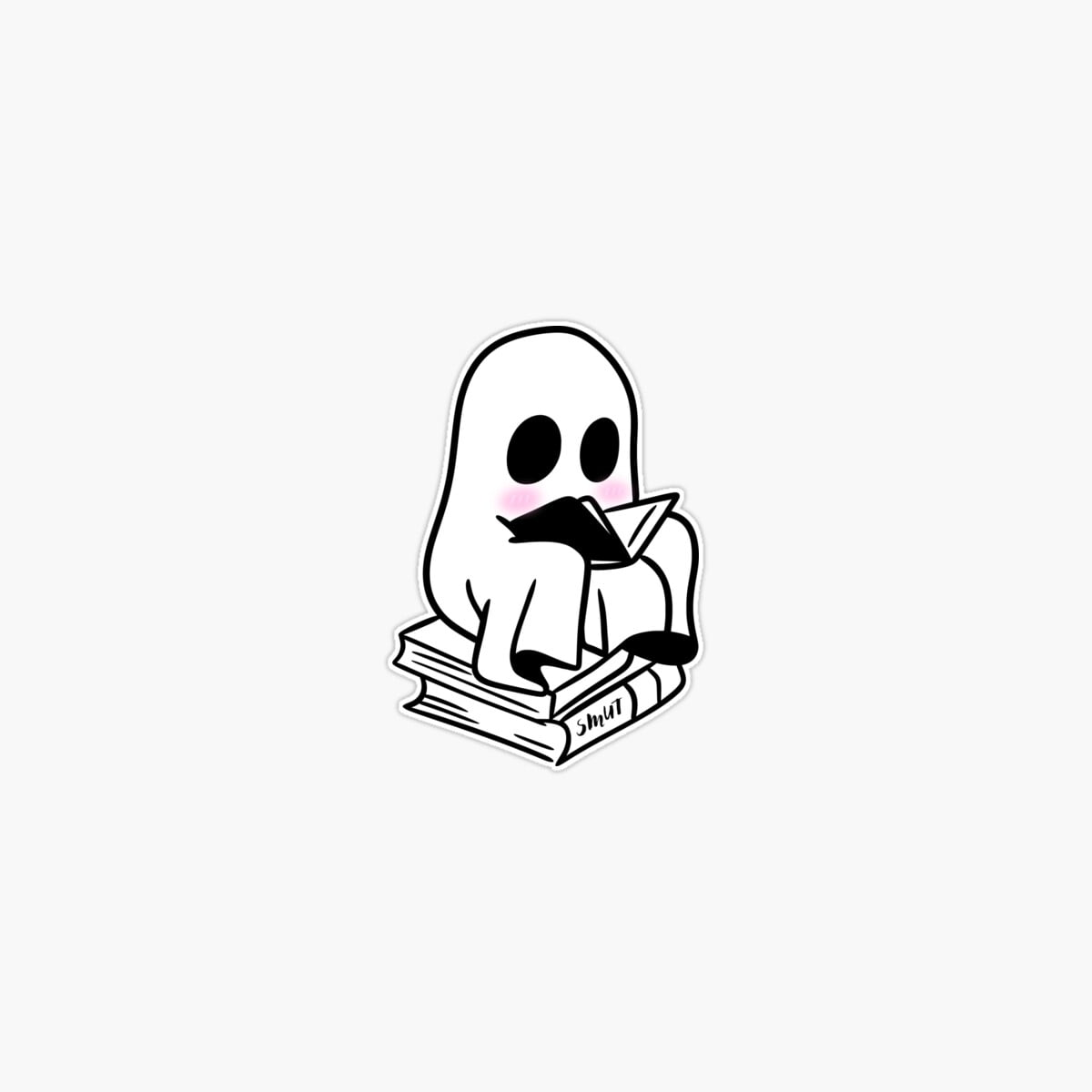 Onim Blushing Ghost Reading Smut Sticker, Phone Decal Water Bottle ...