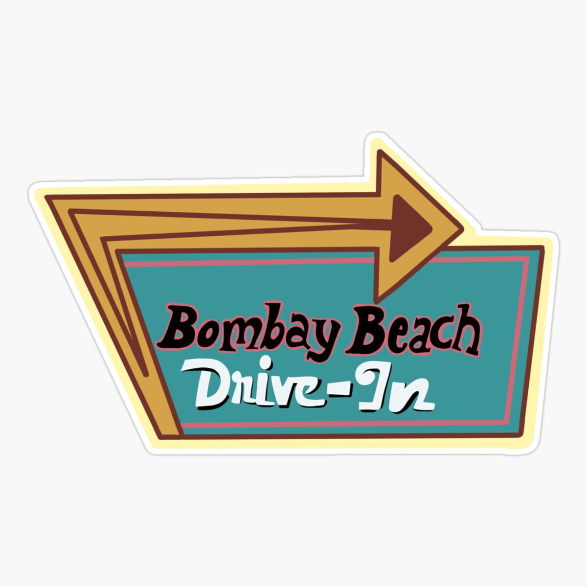 Onim Bombay Beach Drive-In Sign Sticker, Phone Decal Water Bottle ...