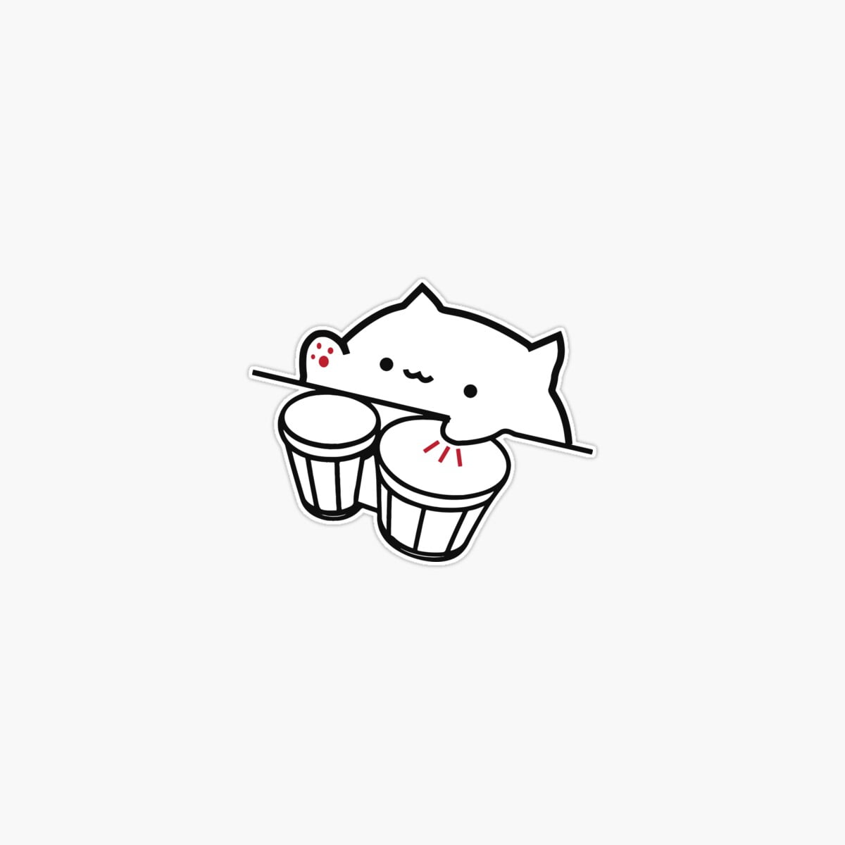 Onim Bongo Cat Viral Music Cute Cat Meme Sticker, Phone Decal Water ...