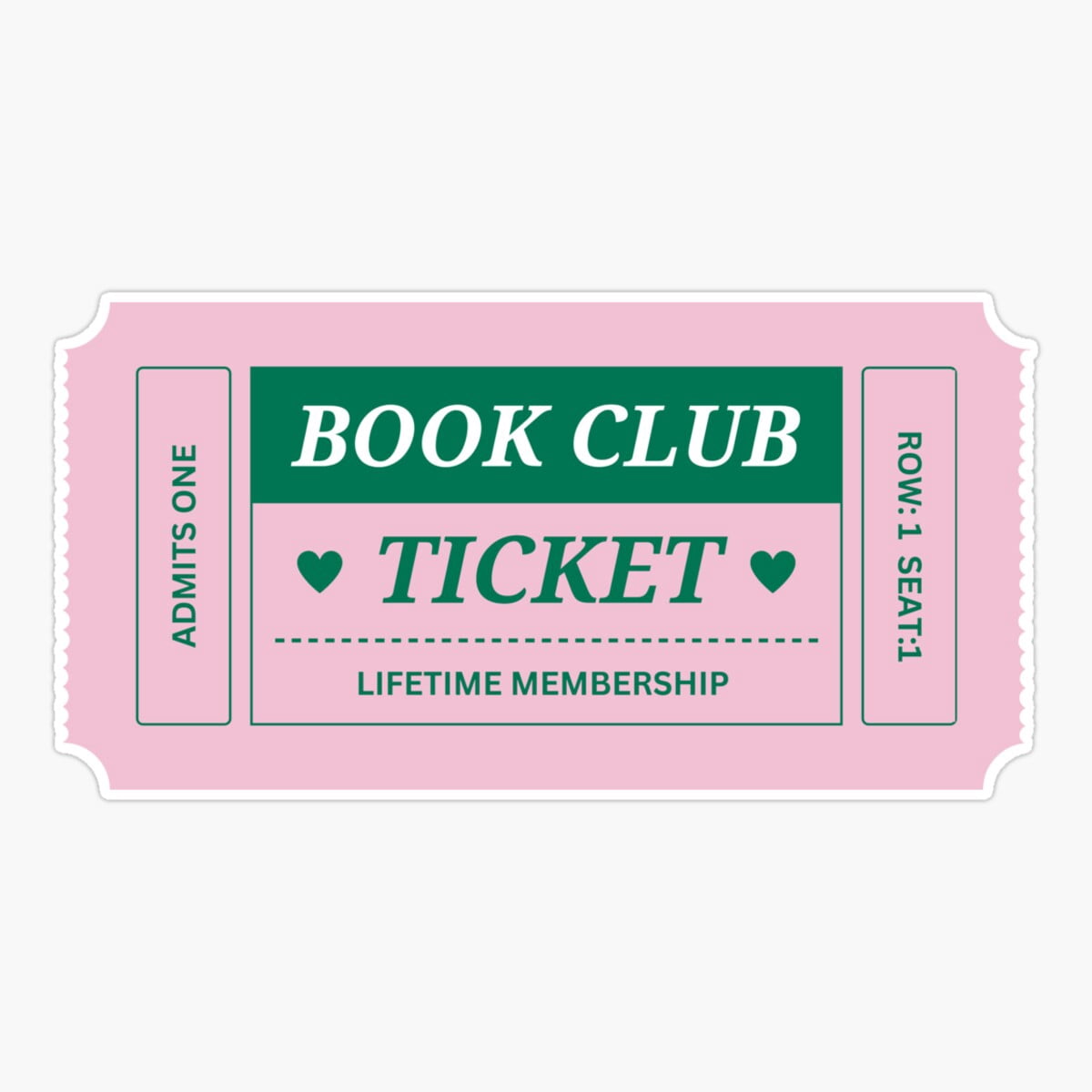 Onim Book Club Ticket - Pink And Green Sticker, Phone Decal Water ...