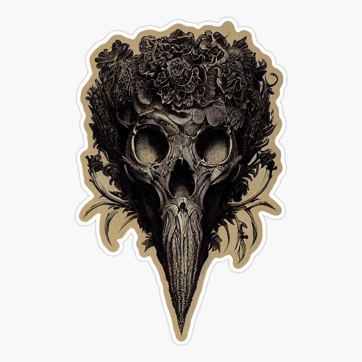 Onim Book Of Skulls: Illustration #714. Raven Skull Antique Lithograph ...