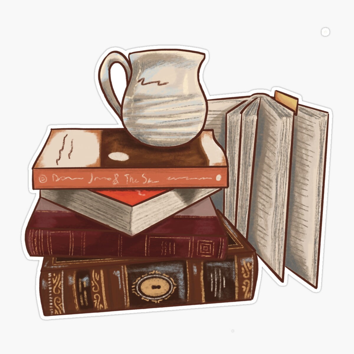 Onim Bookish Book Stack Sticker, Phone Decal Water Bottle Stickers Car ...