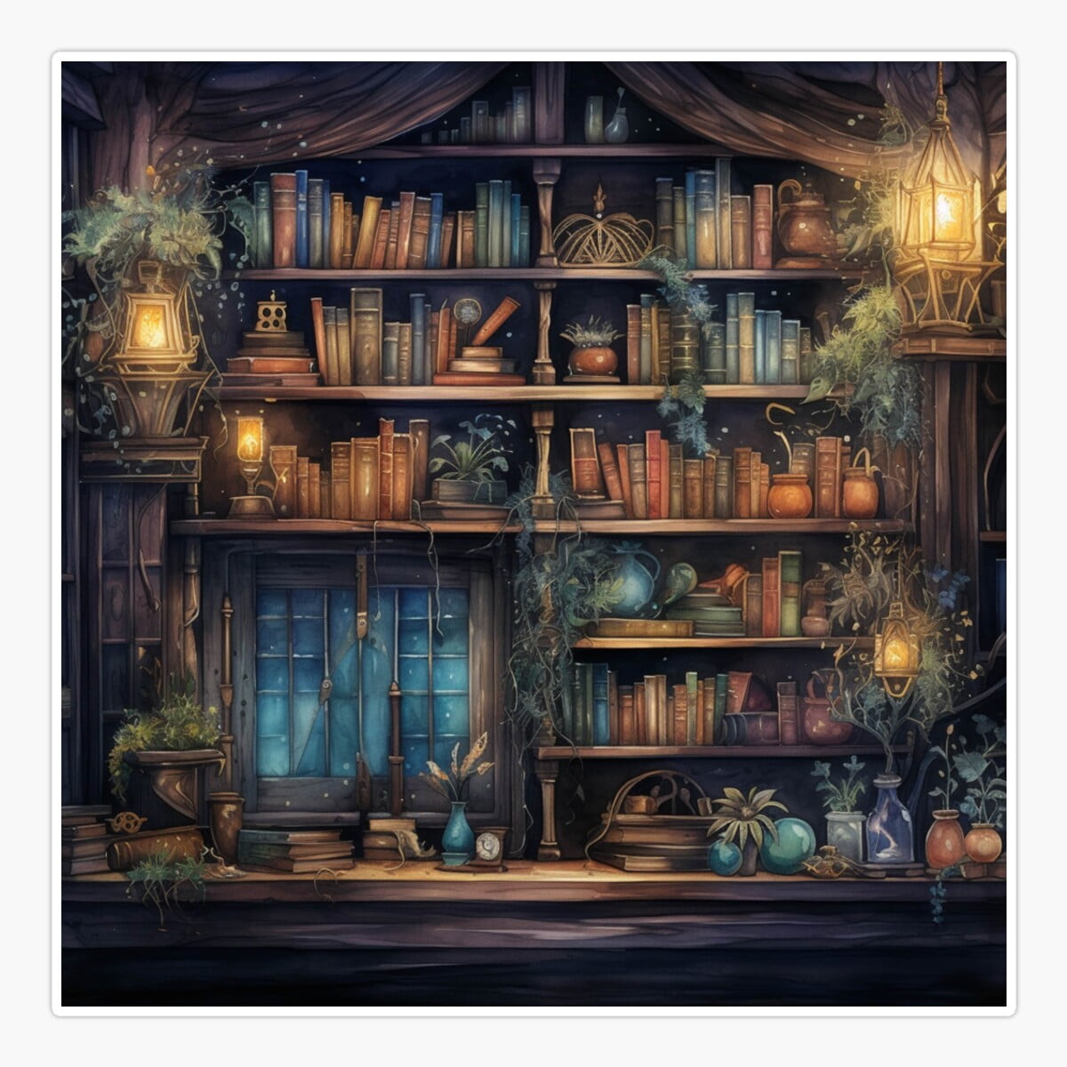 Onim Bookish Magic Old Library- Fantasy Books - Dark Academia Aesthetic ...