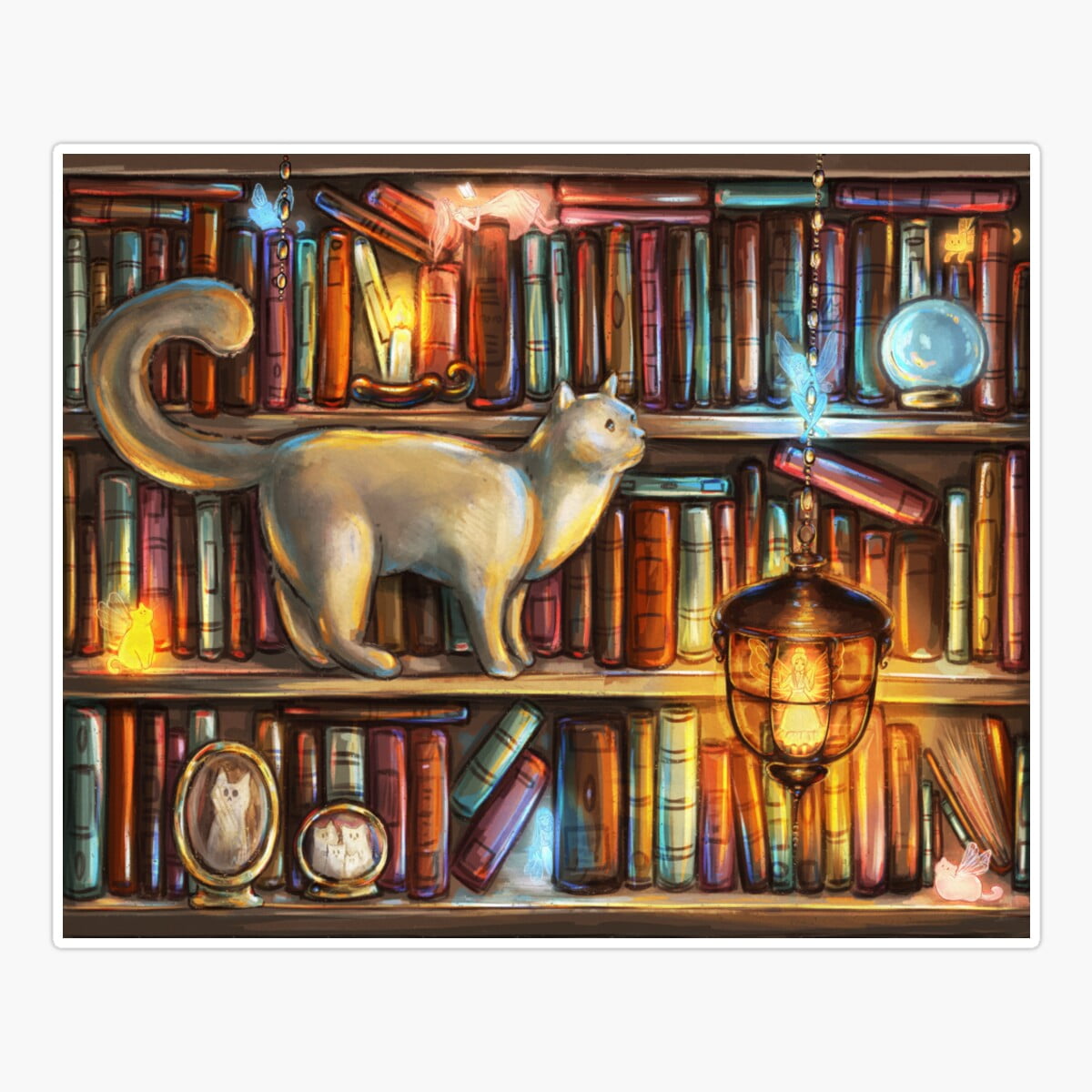 Onim Books, Glowing Fairies And A Cat At The Library Sticker, Phone ...